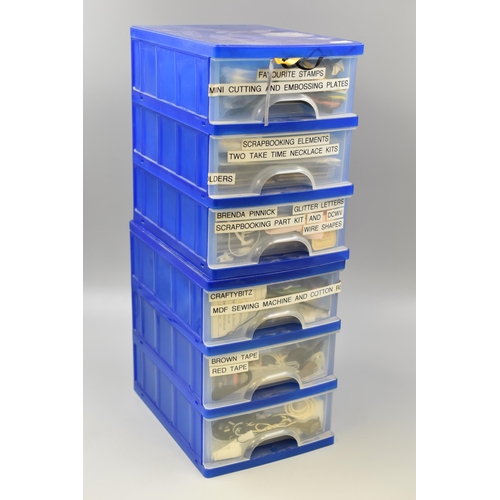 Six Drawer Storage Unit Crammed with Arts and Crafts items to include ...
