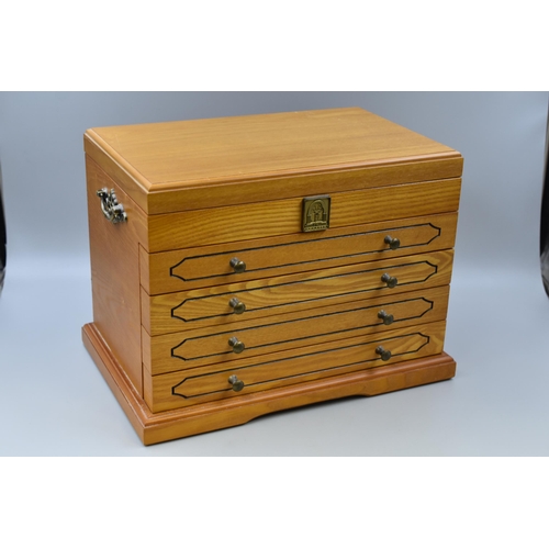 Thomas Pacconi Classics Jewellery Chest Oak Wood With Green Velvet Lining