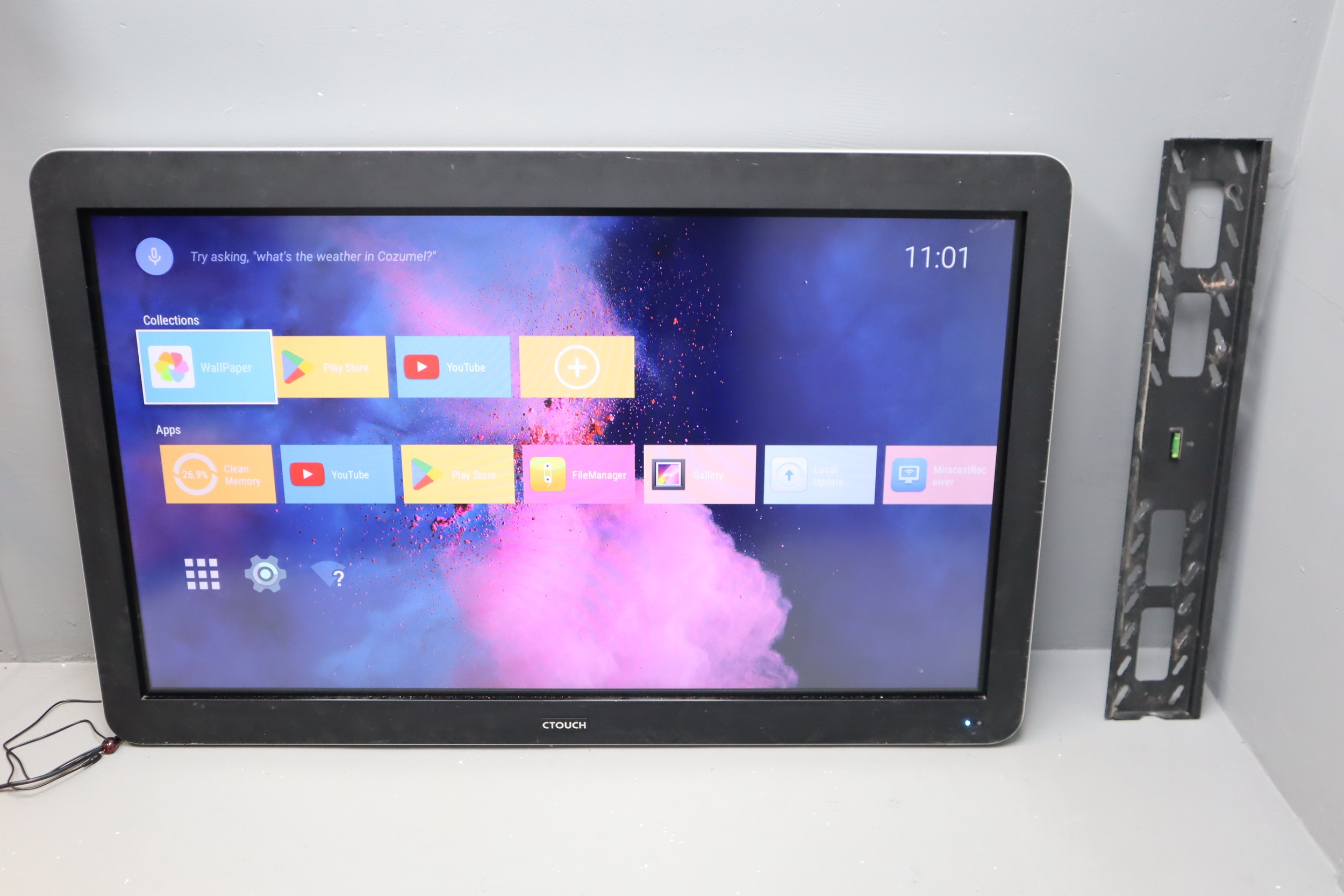 A 55" Ctouch Interactive Touch Screen Monitor, DQ03 TV Stick. Powers On ...