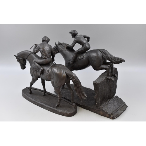 Two Bronzed Horse Racing Figures including Heredities Over the Last ...