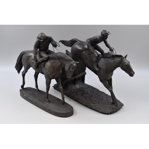Two Bronzed Horse Racing Figures including Heredities Over the Last ...