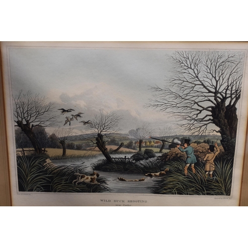 Set of 4 Coloured Lithographic Prints of Hunting Scenes drawn and ...