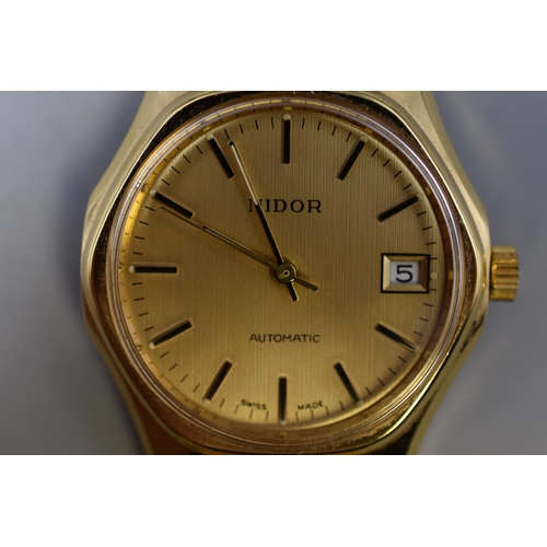 A Nidor Automatic Day/Time 21 Jewels Gents Watch, With Leather Strap ...