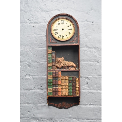 A Wall Mounted Decorative Bookcase Clock, With Key Hook Compartment ...