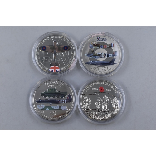 Four Commemorative £5 Military Themed Coins complete with Capsules