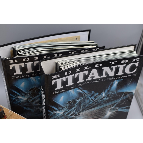 Hand Built Scale Model of The Titanic (43") with two Binders Containing Magazines, Technical Drawing