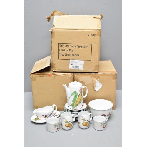 A Complete Boxed Royal Worcester Evesham Vale 20pc Dinner Service, With ...