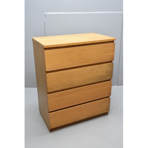 Chest of wooden draws with 4 draws (39"H x 32"W x 19"D) slight ware on ...