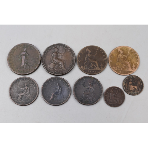 Selection of George III and Victoria Copper Coins including Pennies ...