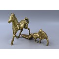 Two Very Heavy Brass Figurines to include Horse and Fox Approx. 3KG