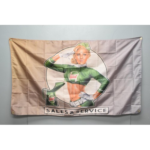 Castrol Sales & Service Advertising Banner/Flag, Approx 58"x34"