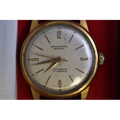 Bravingtons Renown 17 Jewels Mechanical Gents Watch complete with ...