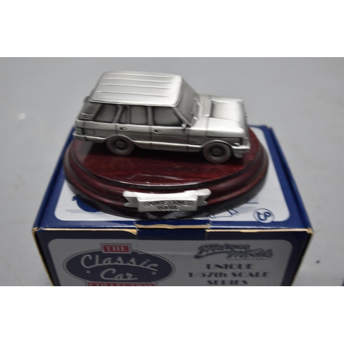 Seven Handcrafted Pewter Marque Models complete with Wooden Plinths and ...