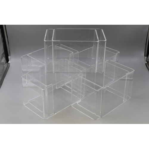 Ten Clear Plastic Display Stands (9" x 6" x 6")