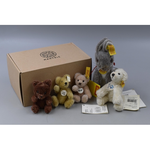 Three Steiff Miniature Teddy Bears, With Steff Bunny, And Other ...