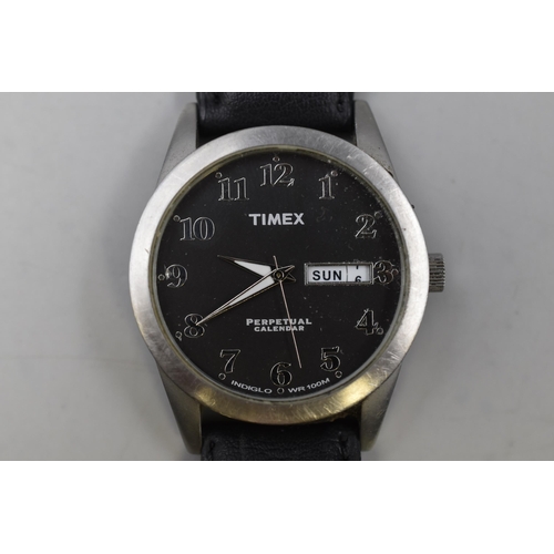 A Timex Perpetual Calendar Indiglo Black Dial Gents Quartz Watch, With ...