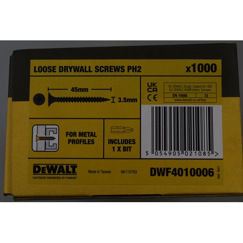 Brand New Sealed Box of 1000 DeWalt Loose Drywall PH2 Screws size 45mm ...