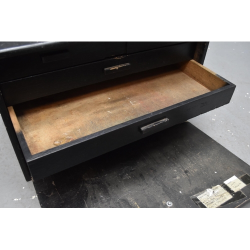 A Black Wooden Four Drawer Engineers Tool Chest, With Key. Approx 26cm ...