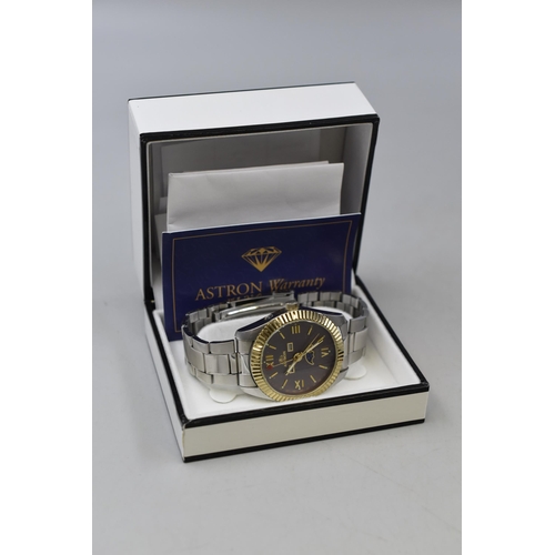 Astron Day / Date Moon Dial Quartz Watch Complete with Case and ...