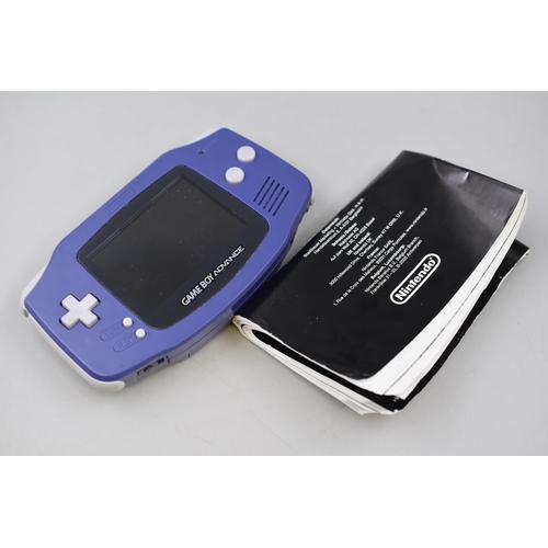 A Nintendo Gameboy Advance Blue Handleheld Console, With Instructions ...