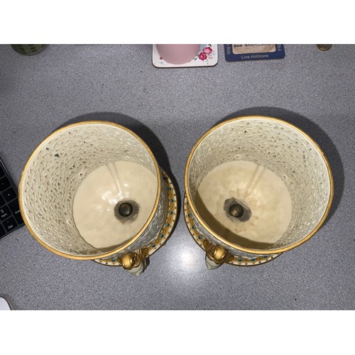 A Pair of Antique Grainger & Co Worcester Reticulated Vases, With ...