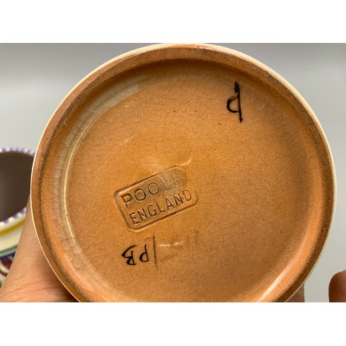 Three Pieces of Poole Pottery and a Honiton Hand Painted Jug