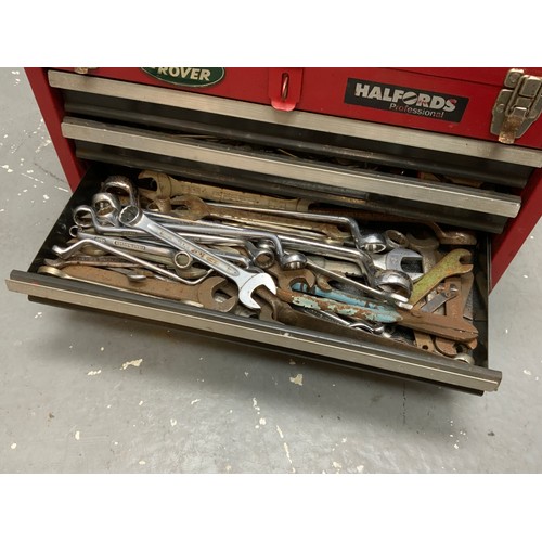 Halfords Professional Metal Four Drawer Toolbox Crammed with Spanner ...