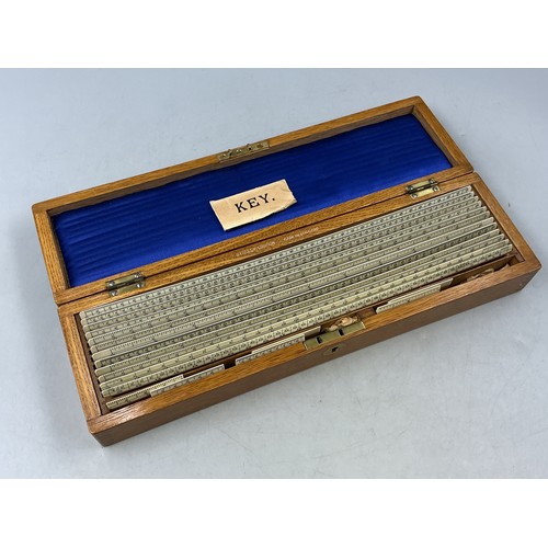 An Oak Cased Set of Stanley London Draughtsman Rulers, With Key. In ...