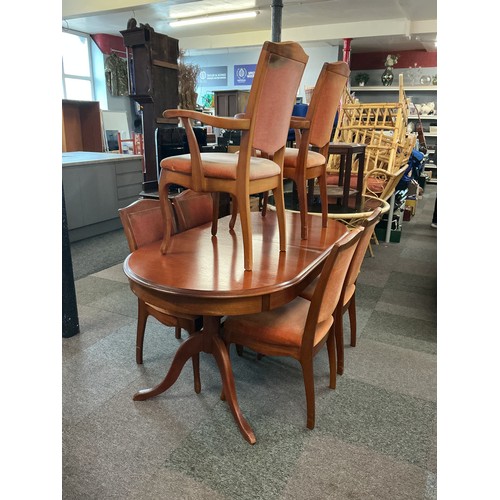Veneered Rosewood Extendable Dining Table with Six Chairs including two ...