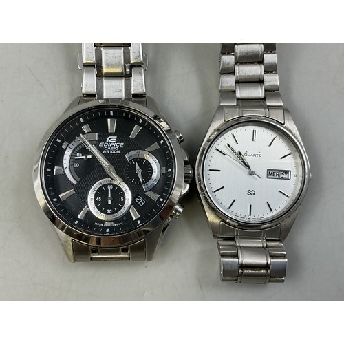 Casio Edifice WR100M Gents Chronograph Watch (Working) and a Seiko SQ ...