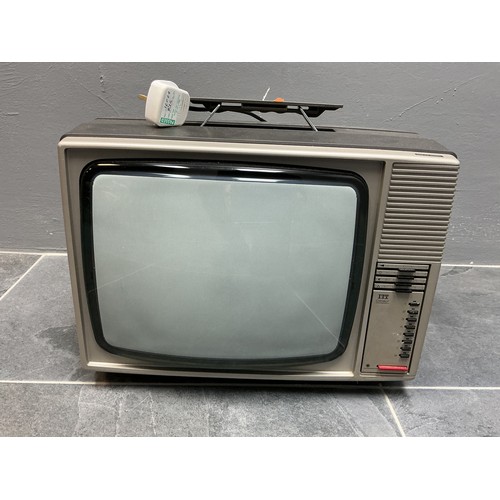 A Retro 1980s ITT Colour Portable TV, Approx 31cm Tall. Untested