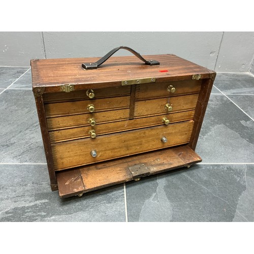 A Vintage Oak Seven Drawer Engineer Toolbox With Brass Fittings, With ...