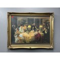 A Framed and Glazed Jules-Alexandre Grun "The End of Dinner" Print ...
