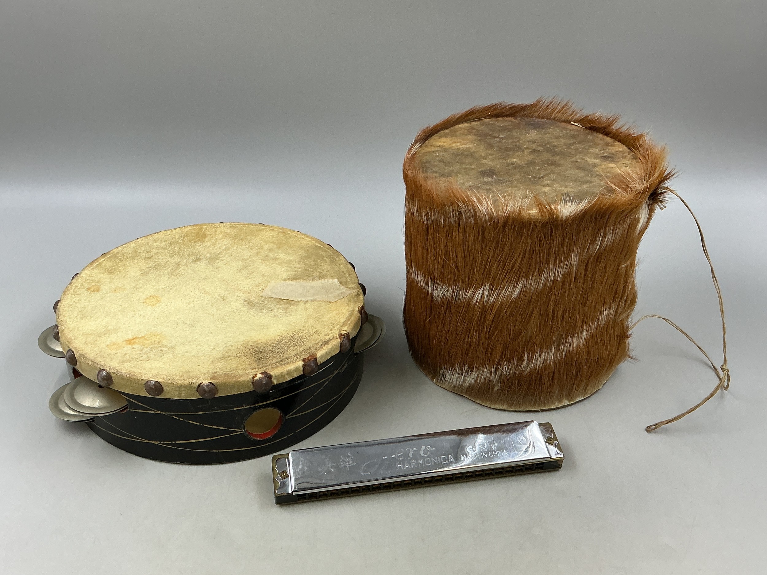 Three Musical Instruments to include African Style Bongo Drum ...