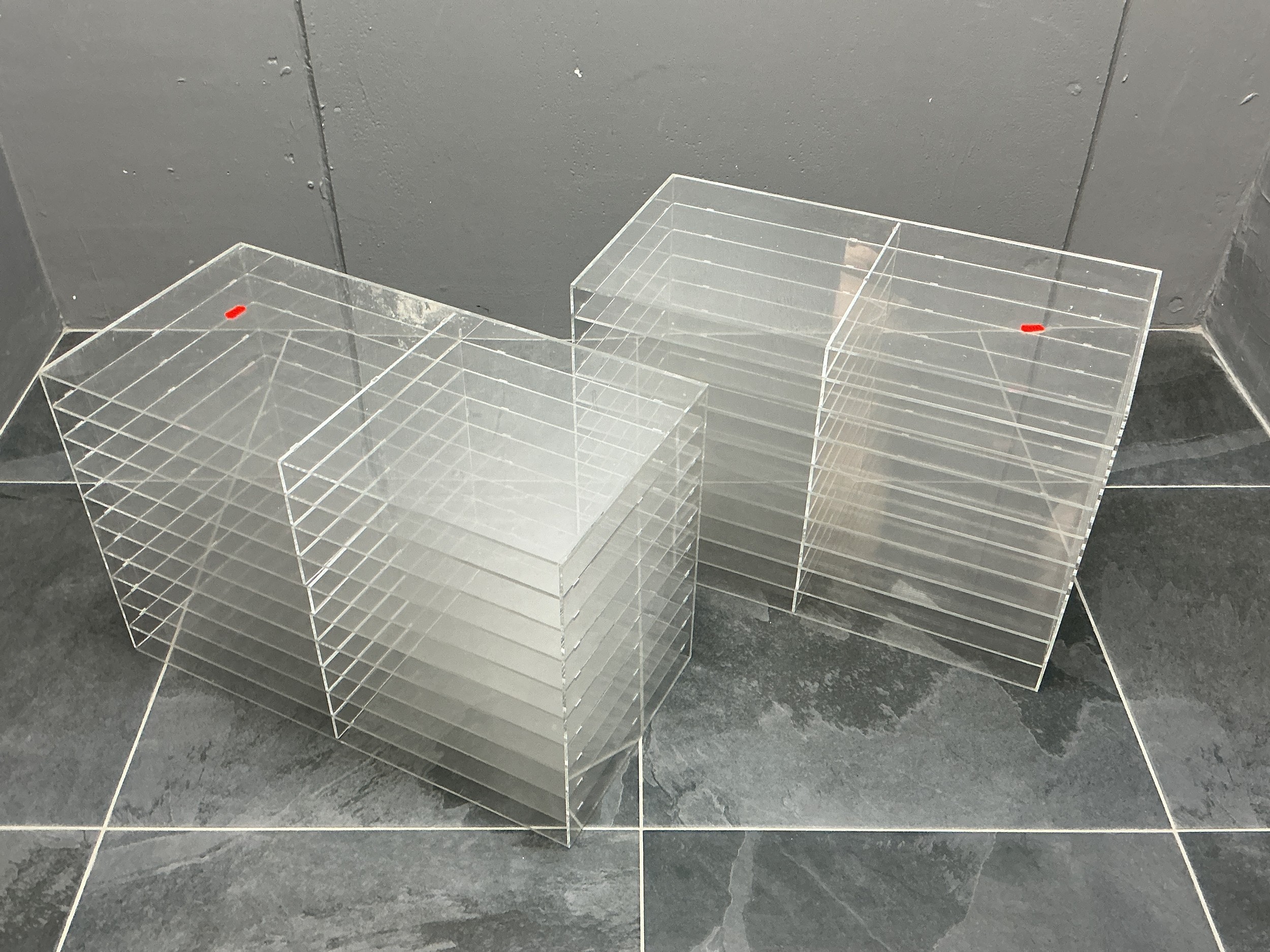 Two Perspex Shelving/Display Units - Approx 32cm x 64cm x 43cm