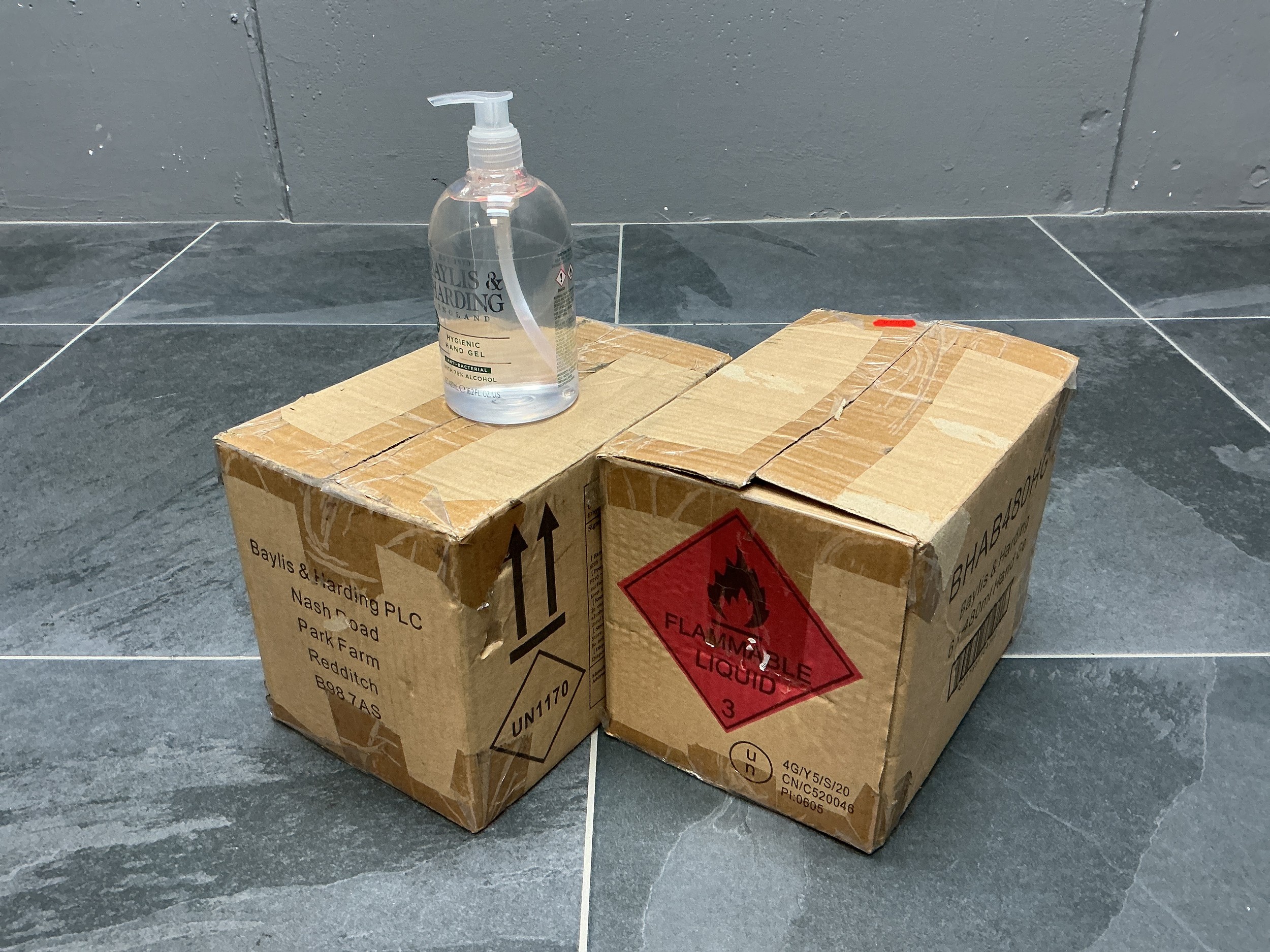 Two Boxes (Twelve in Total) Bayliss & Harding Anti-Bacterial Hand Gel