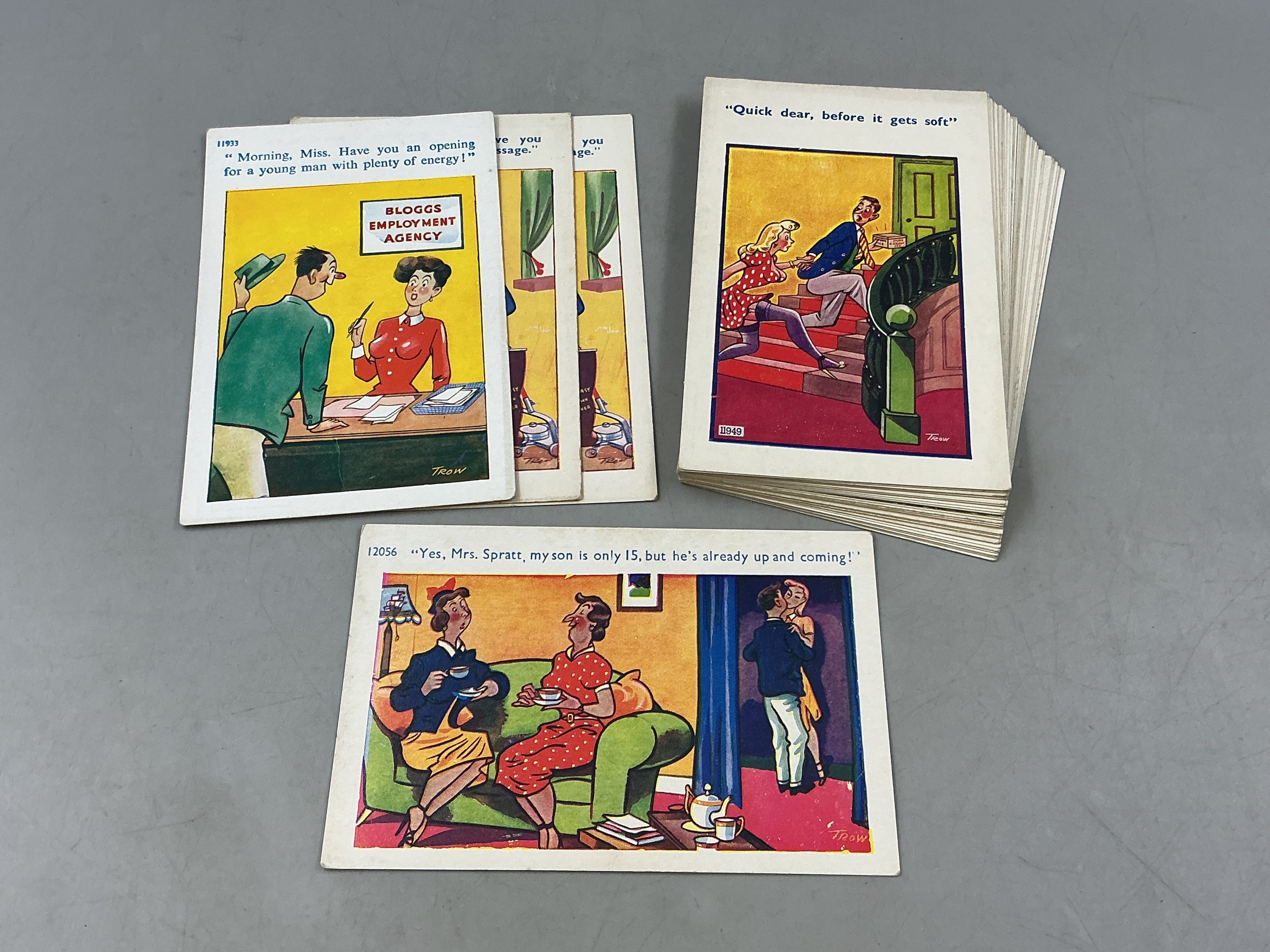 Thirty-Six 1950s Humorous Rude Cartoon Postcards