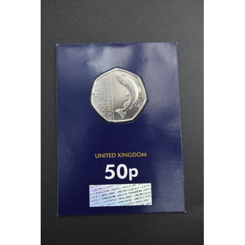 Charles III Brilliant Uncirculated Salmon 50p Coin