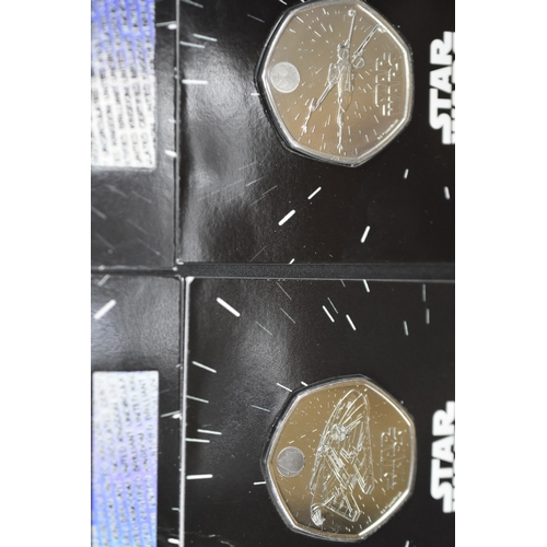 Four Charles III Brilliant Uncirculated Star Wars 50p Coins