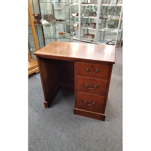 Small Antique Solid Teak Three Drawer Writing Desk 78x76x46cm, Local ...