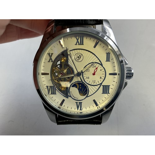 A Genoa Automatic Gents Watch - Skeleton/Champagne Dial, Two Sub Dials ...