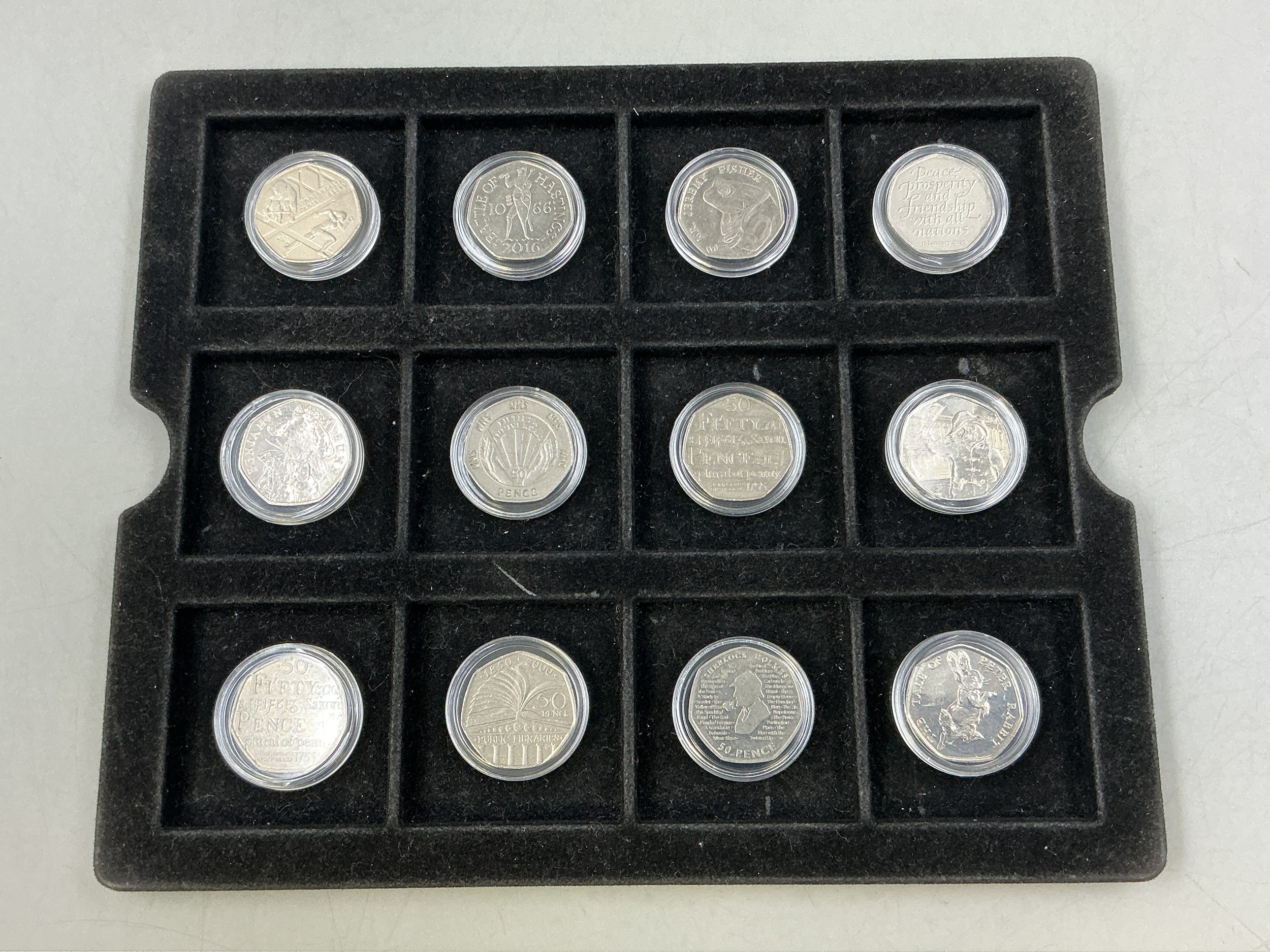 Twelve Collectable UK 50p Coins in Capsules - Includes Commonwealth ...