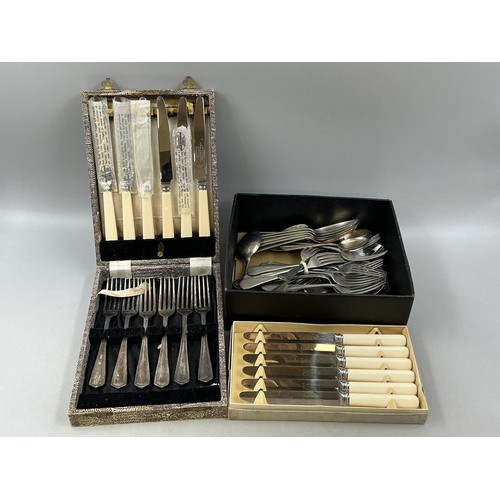 Two Cased Cutlery Sets and a Selection of Mixed Cutlery