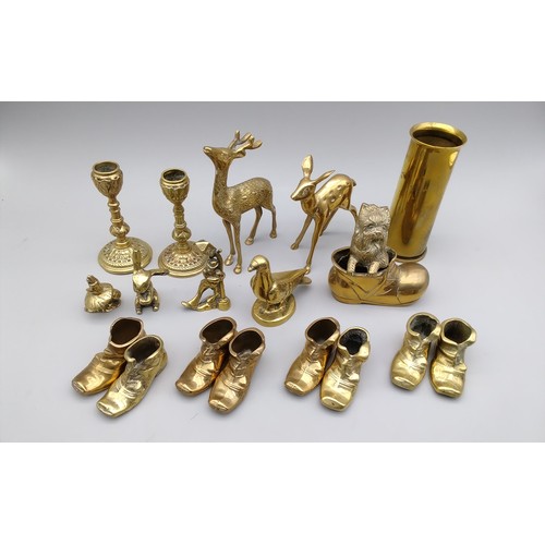 Mixed Lot of Vintage Brass Ware to include Trench Art, Candle Holders ...