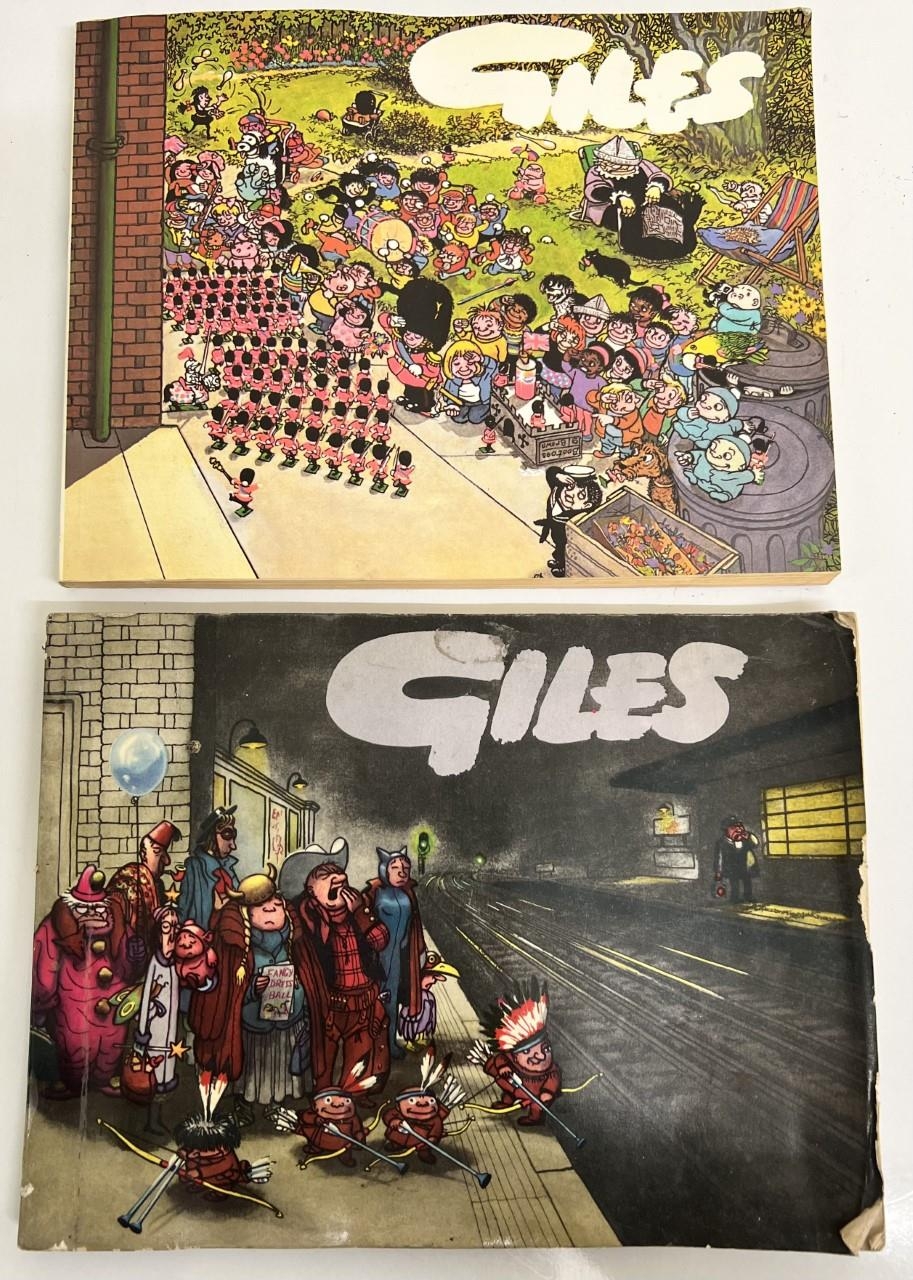 A pair of 'Giles' cartoon comics, from 1959 & 1984.