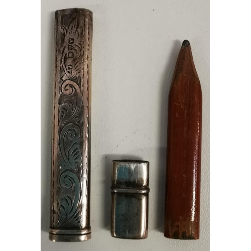 A hallmarked silver retractable pencil, together with a hallmarked ...