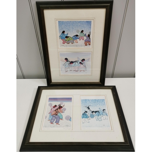A set of four signed prints, in two frames, by Cecil Youngfox (Canadian ...