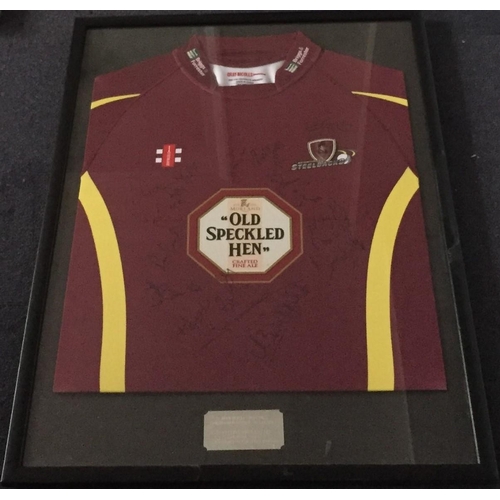 A framed/autographed Northamptonshire Steelbacks cricket shirt, from ...