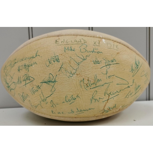 A signed rugby ball from 1978. Signed by the five nations' England ...