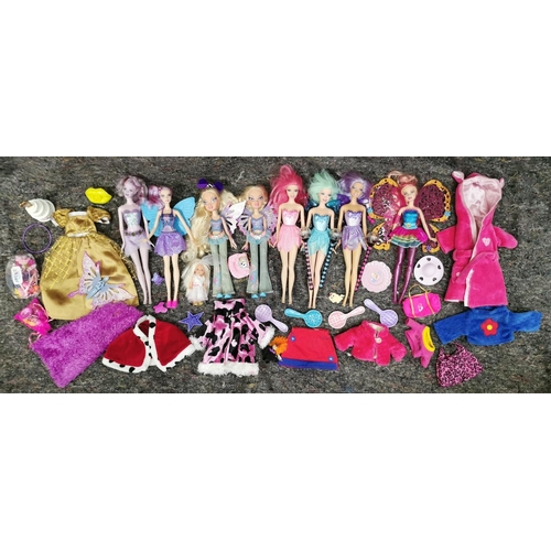 A large collection of nine dolls & accessories.